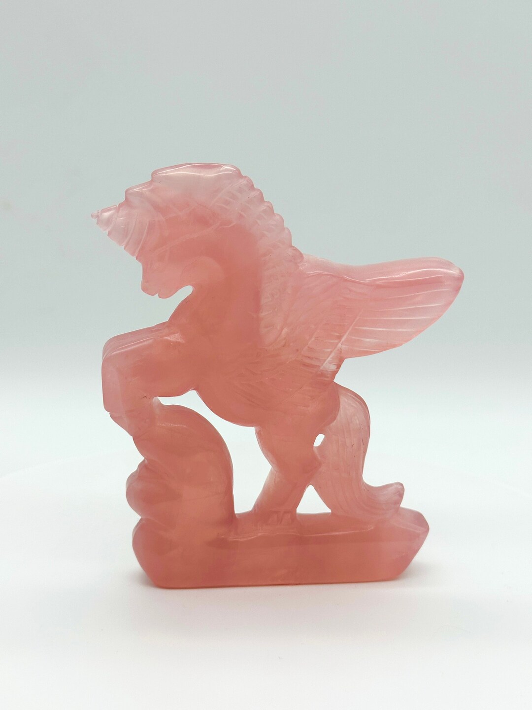 Rose Quartz Flying Unicorn Carving, Rose Quartz Unicorn Carving, 5.2 ...