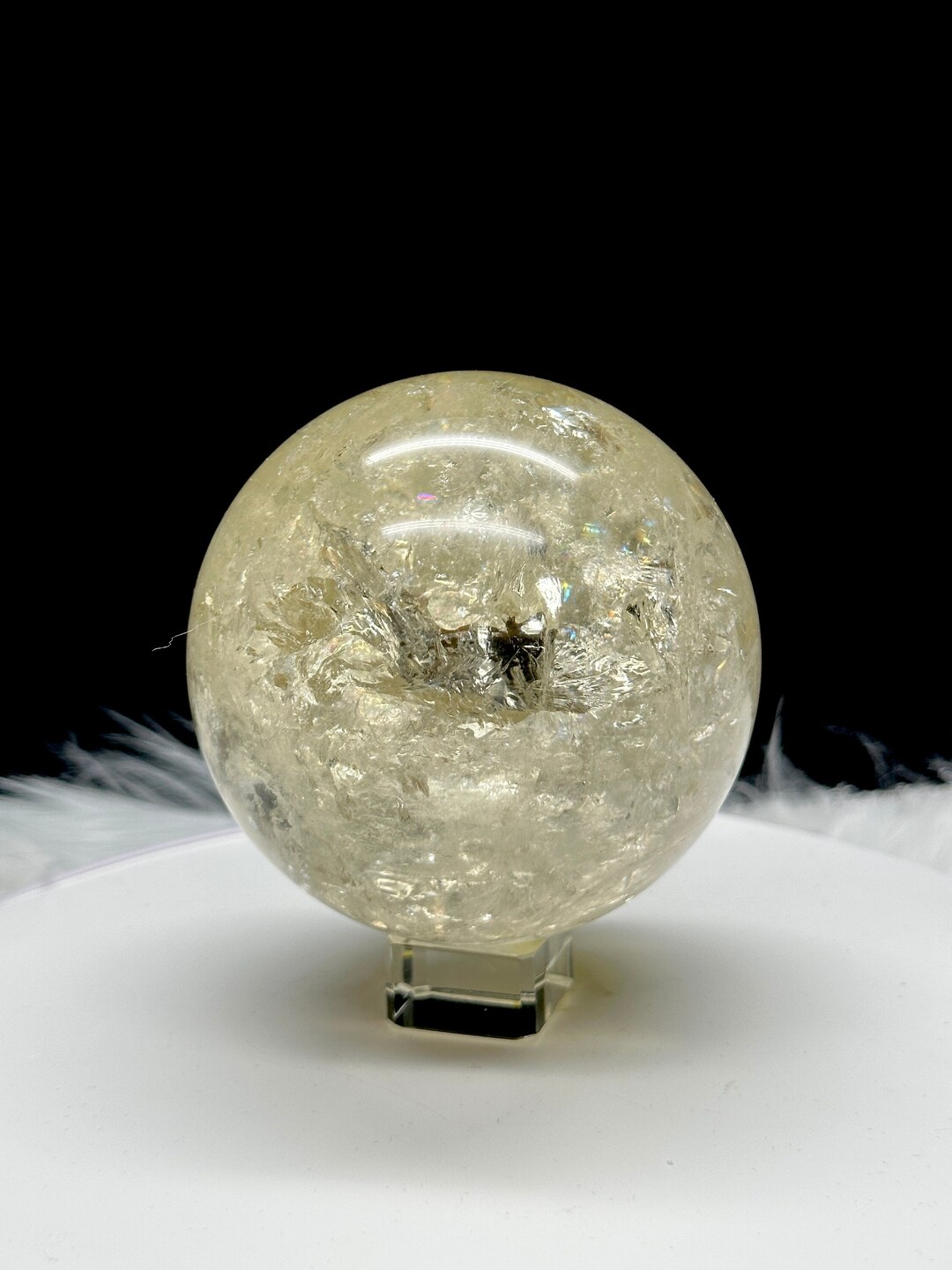 Large Citrine Sphere With Rainbows, Natural Citrine Sphere, Brazilian ...