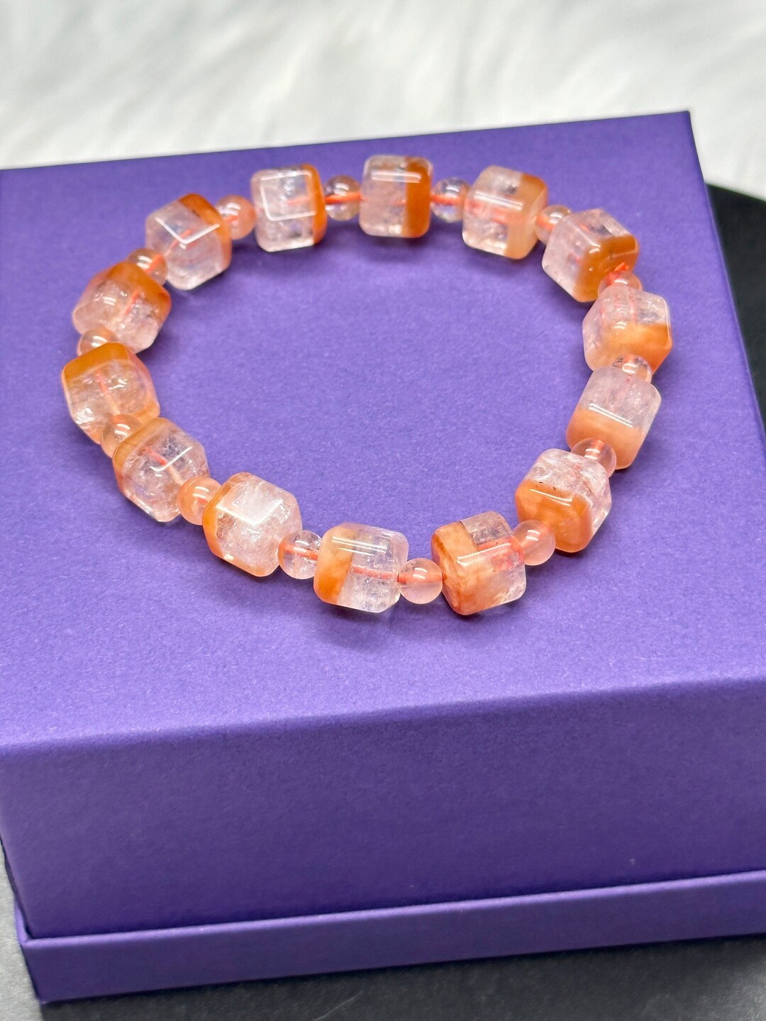 Natural Red Rabbit Hair Crystal Quartz Beaded Bracelets,jewelry Gift ...