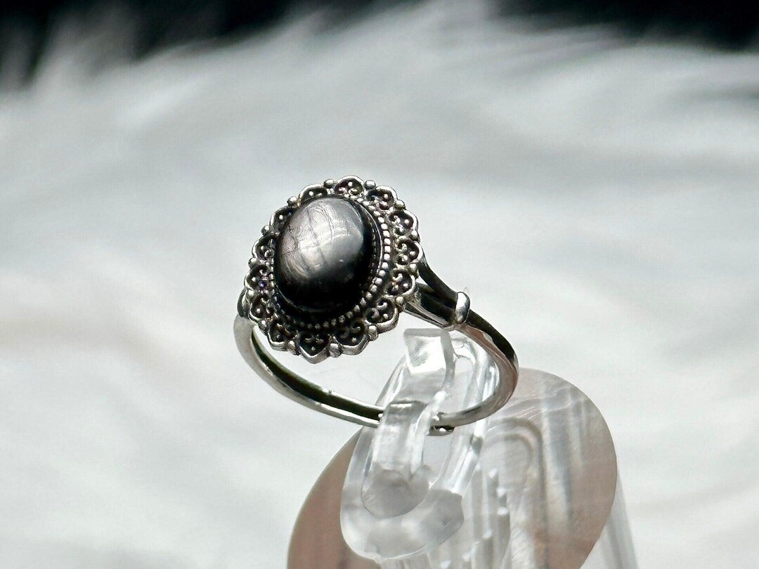 Natural Hypersthene Crystal Ring in Sterling Silver - Adjustable Size ...