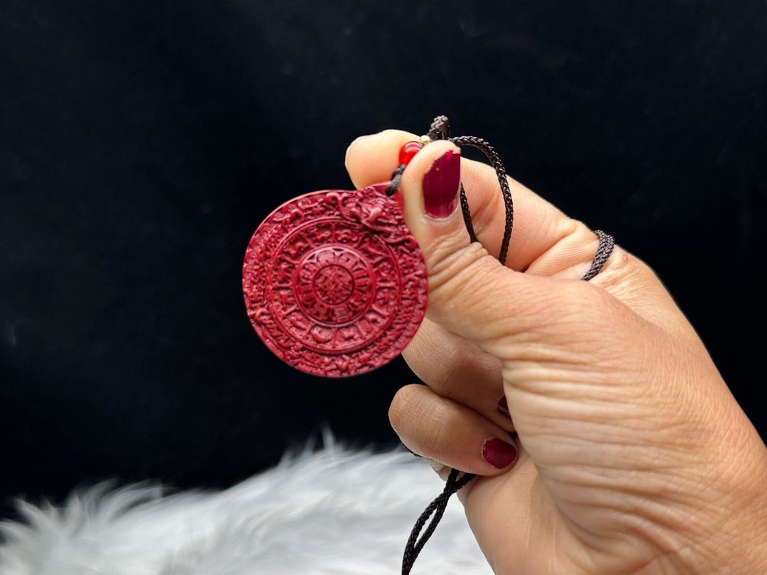 Sacred Geometry Cinnabar Crystal Pendant Necklace - Etsy