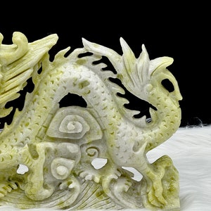 Natural Xiu Jade Fengshui Dragon Statue, Jade Dragon Carving, Lucky ...