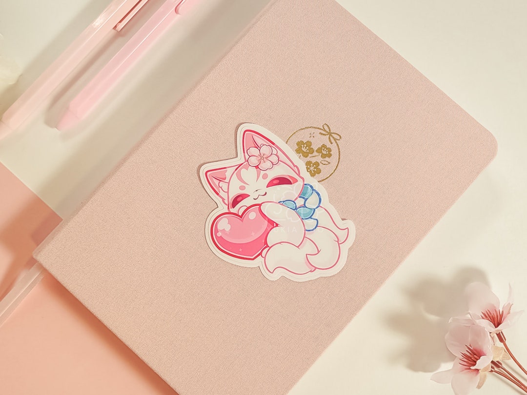 Shiro Kitsune Heart 3" Vinyl Sticker | Cute Waterproof Anime Decal for ...