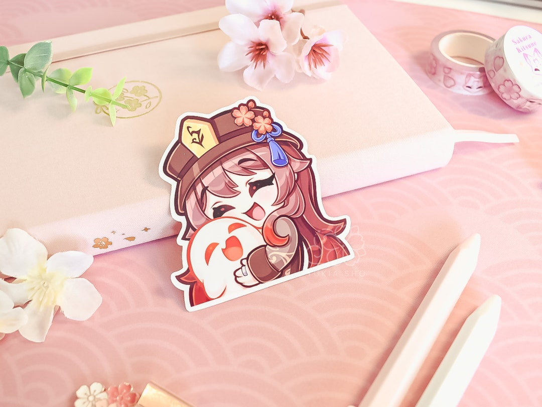 Genshin Impact Hu Tao X Boo Tao Hug 3 Vinyl Stickers Cute Die Cut ...
