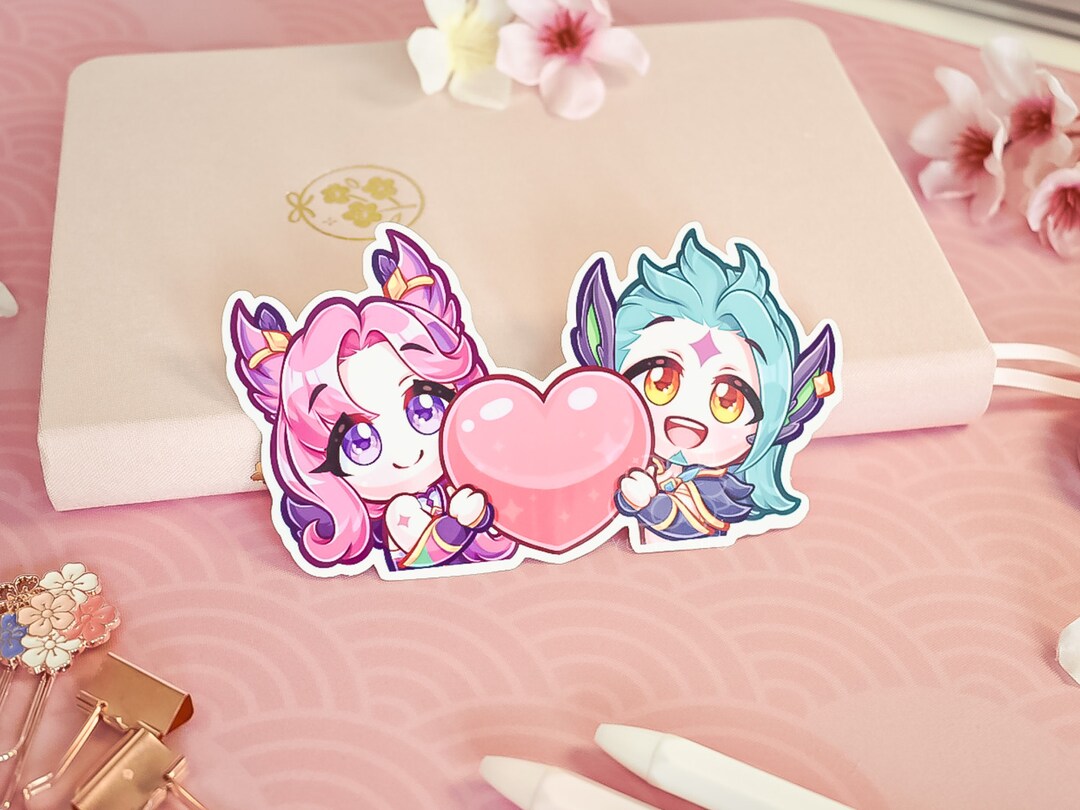 L O L Xayah & Rakan Heart 3 Vinyl Sticker Cute Stickers Laptop Sticker ...