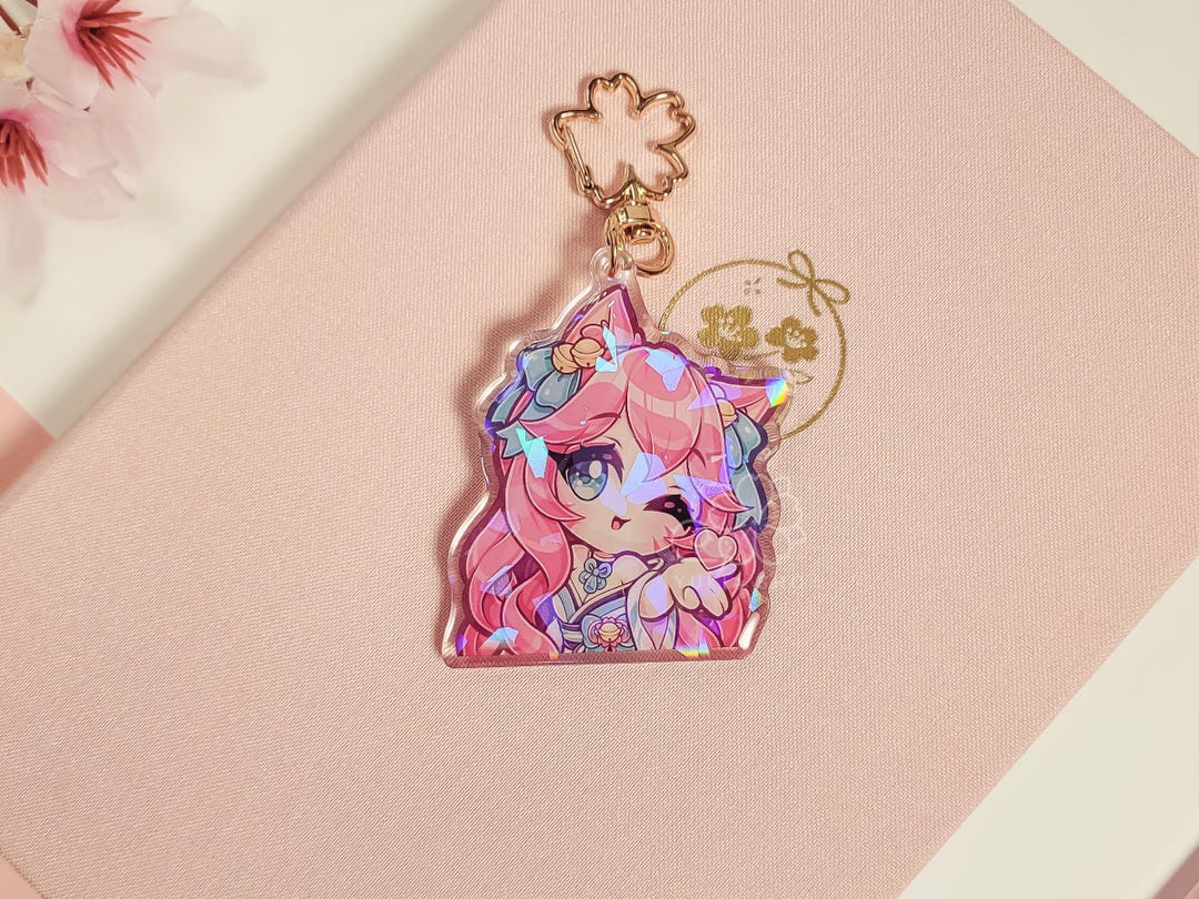 L O L Ahri Kiss Acrylic Keychain Charm 2.5" | Cute Anime Charm for Bags ...