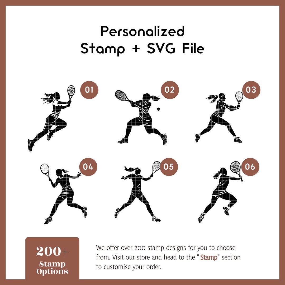 Tennis Girl SVG Stamp, Female Tennis Player Cut File, Sporty Stamp ...