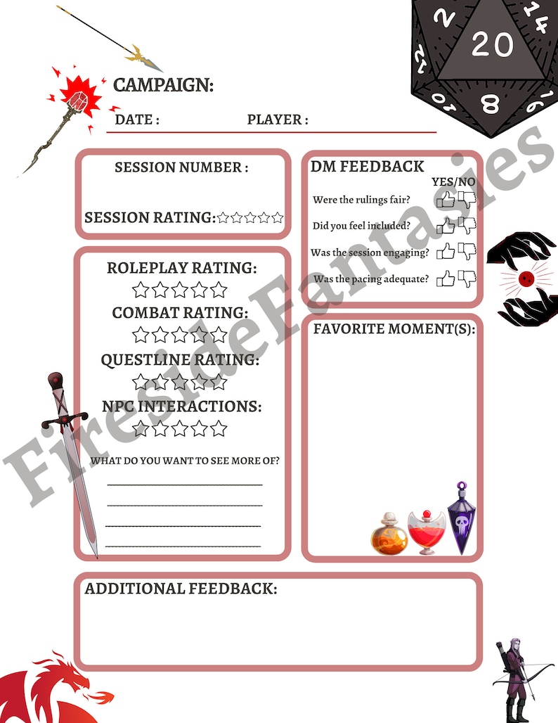 DND Session Feedback Survey to Improve Your Campaign for Dungeon ...