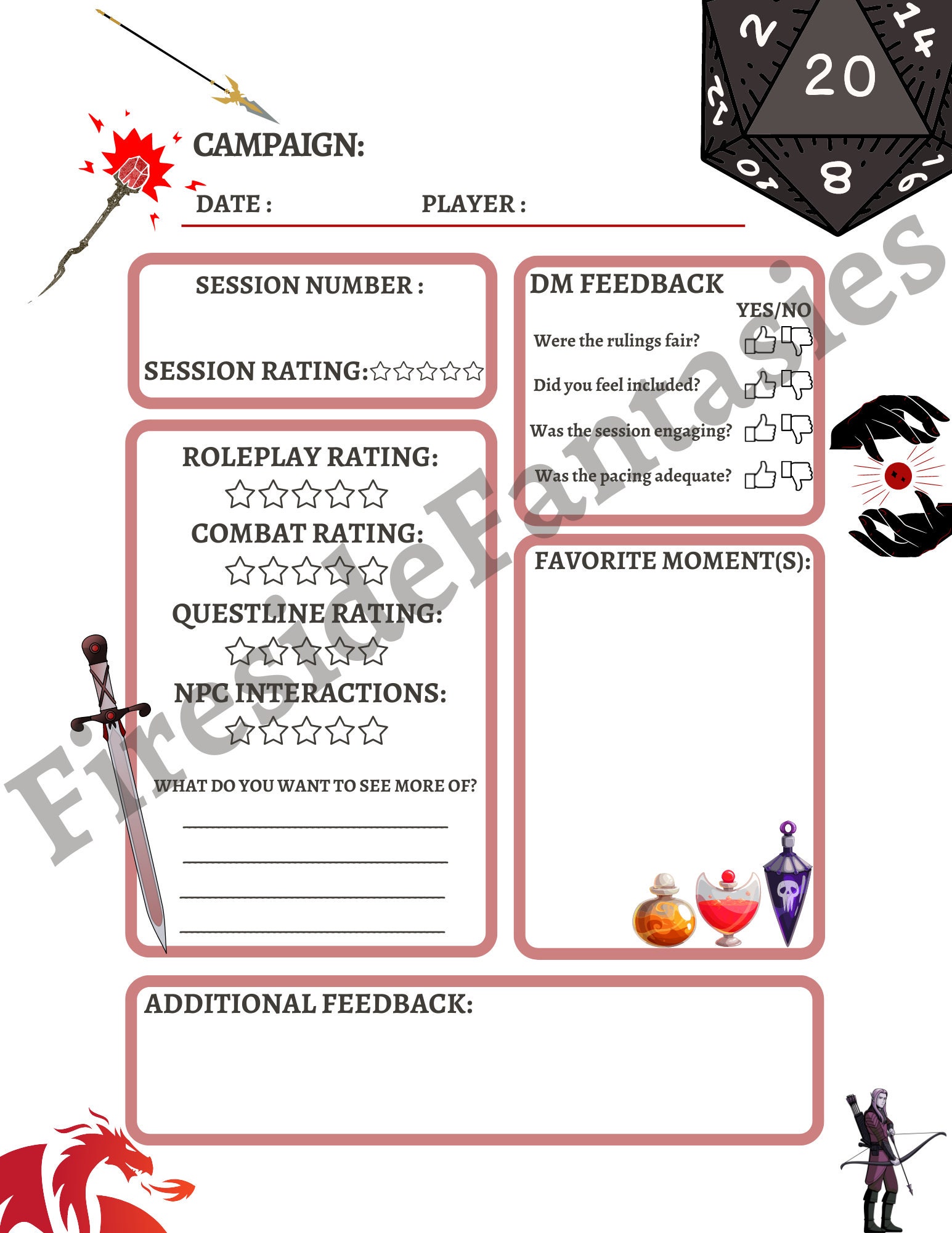 DND Session Feedback Survey to Improve Your Campaign for Dungeon ...