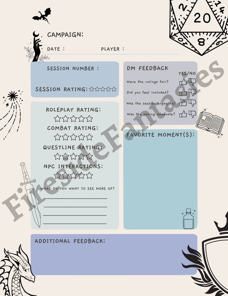 DND Session Feedback Survey to Improve Your Campaign for Dungeon ...