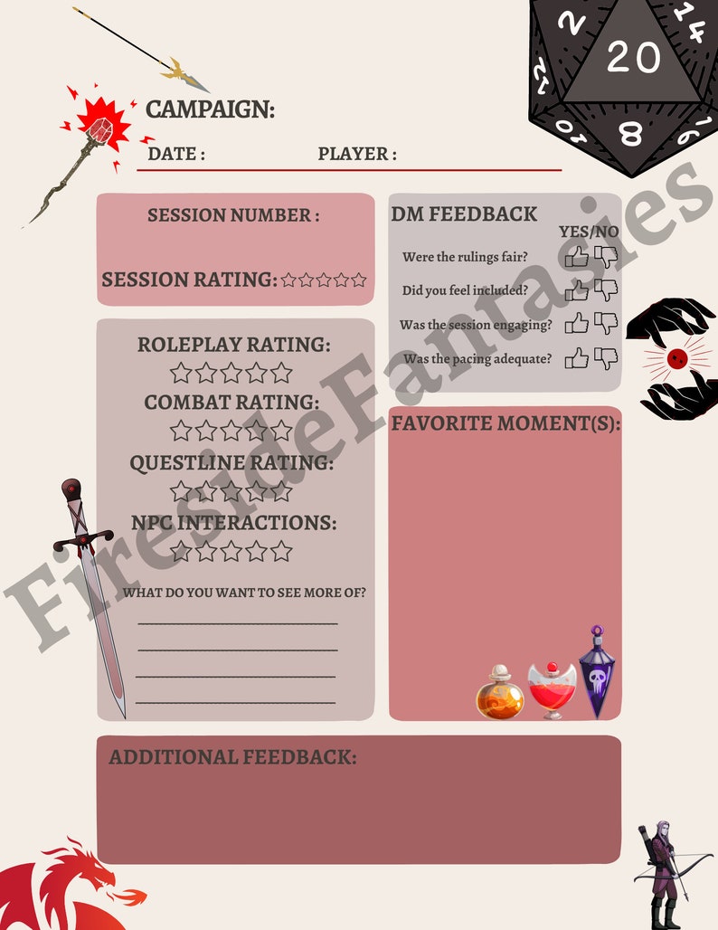 DND Session Feedback Survey to Improve Your Campaign for Dungeon ...