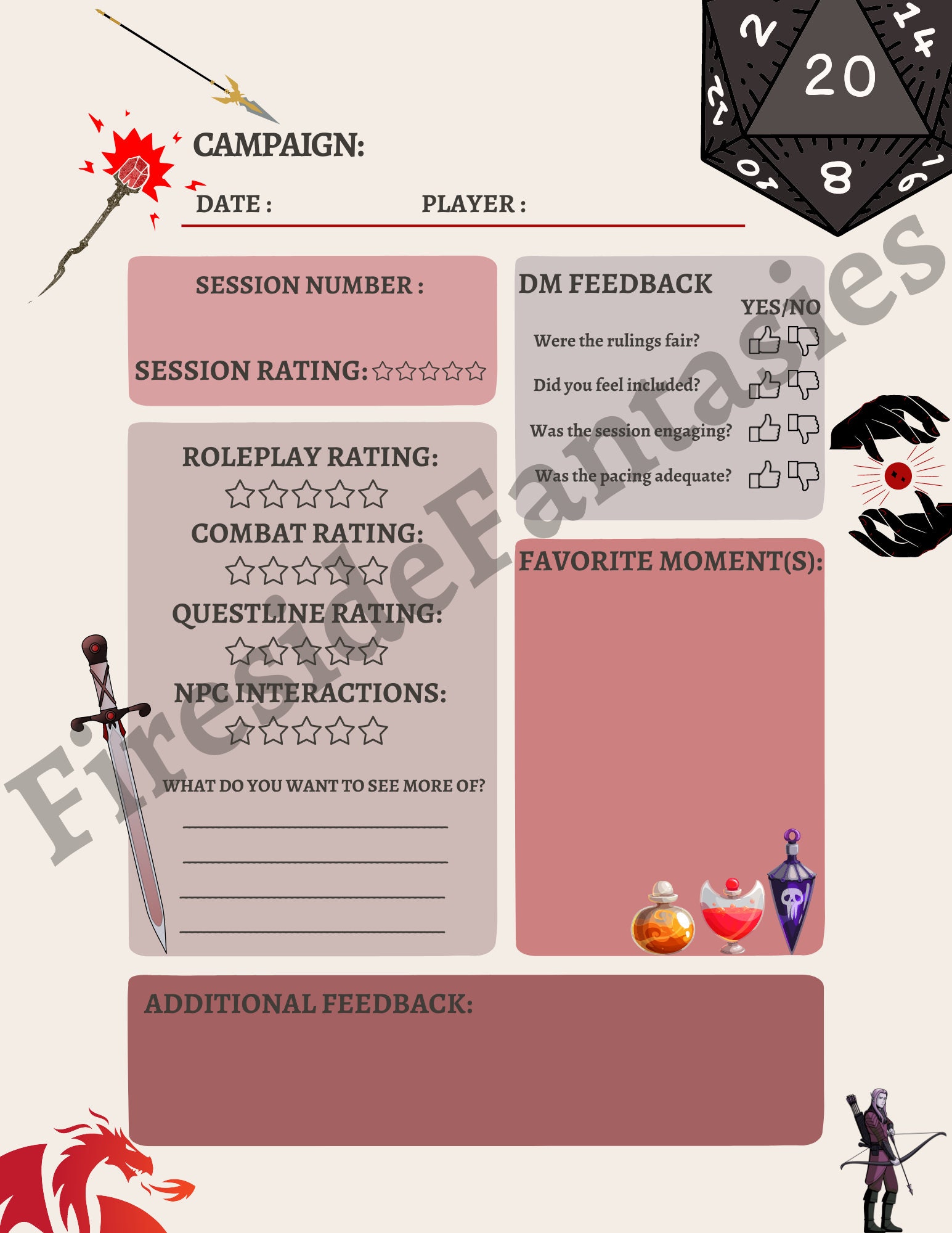 DND Session Feedback Survey to Improve Your Campaign for Dungeon ...