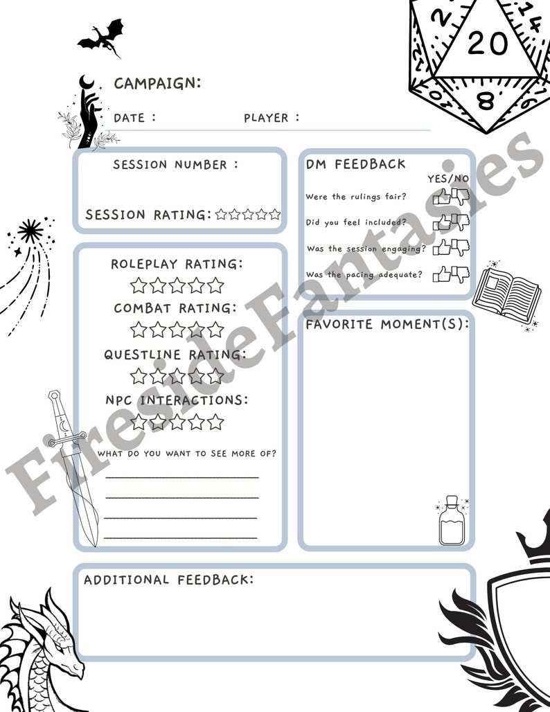 DND Session Feedback Survey to Improve Your Campaign for Dungeon ...