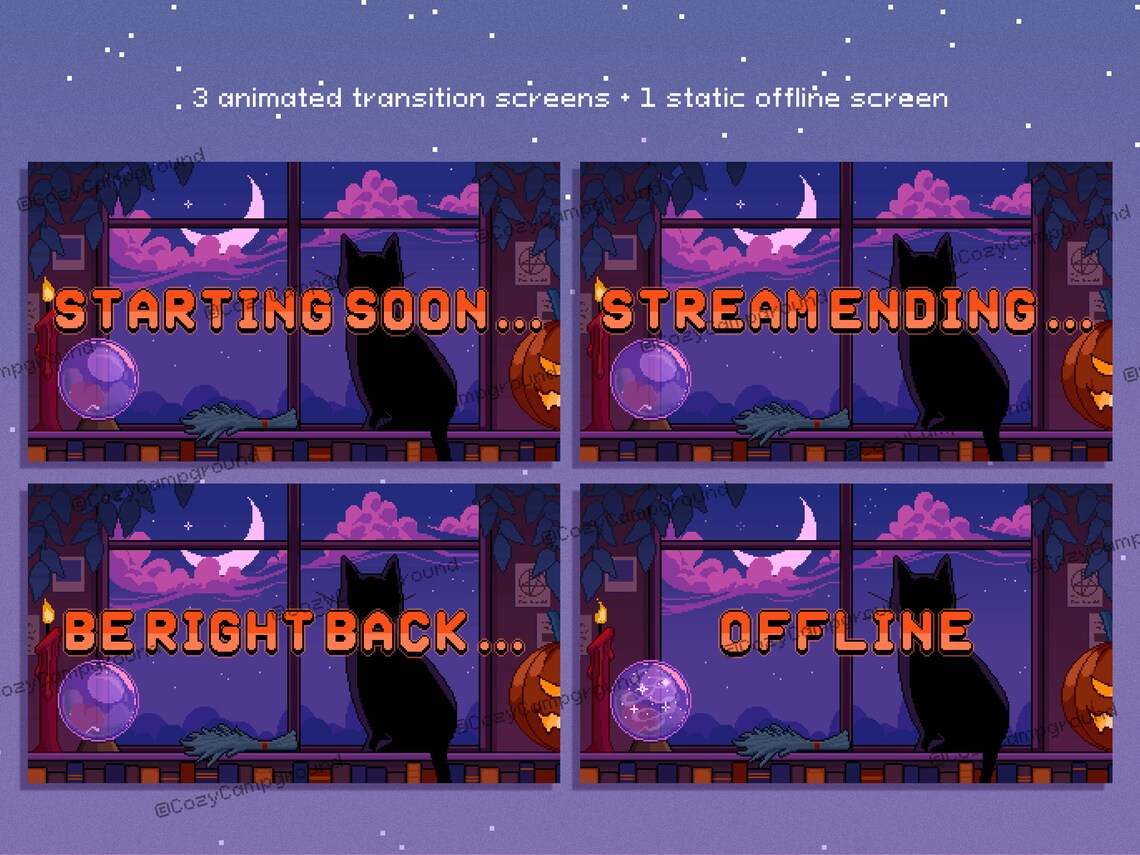 Halloween Pumpkin Witch Animated Stream Overlay Package OBS - Etsy