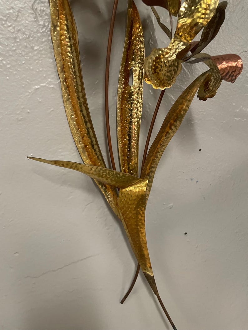 Vintage Metal Gold Copper Flower Wall Decor - Etsy