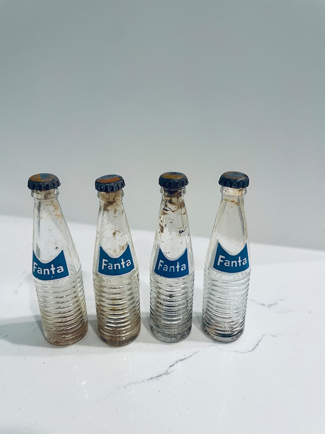 Vintage Set of 4 Miniature Fanta Glass Soda Bottles Mini - Etsy