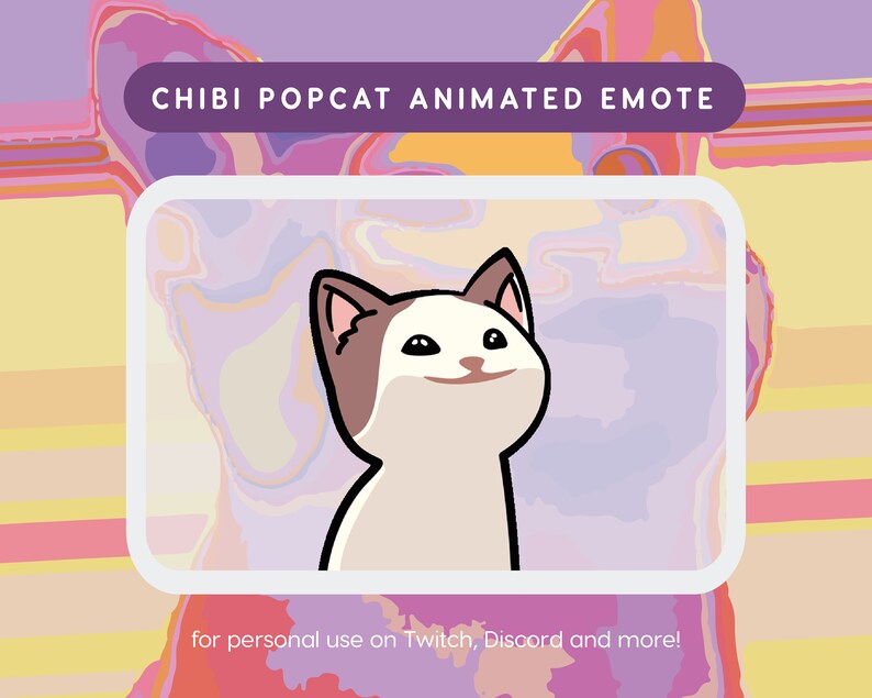 Cute Animated Chibi Popcat Emote for Twitch and Discord With FREE Popcat Illustrated Wallpaper ...