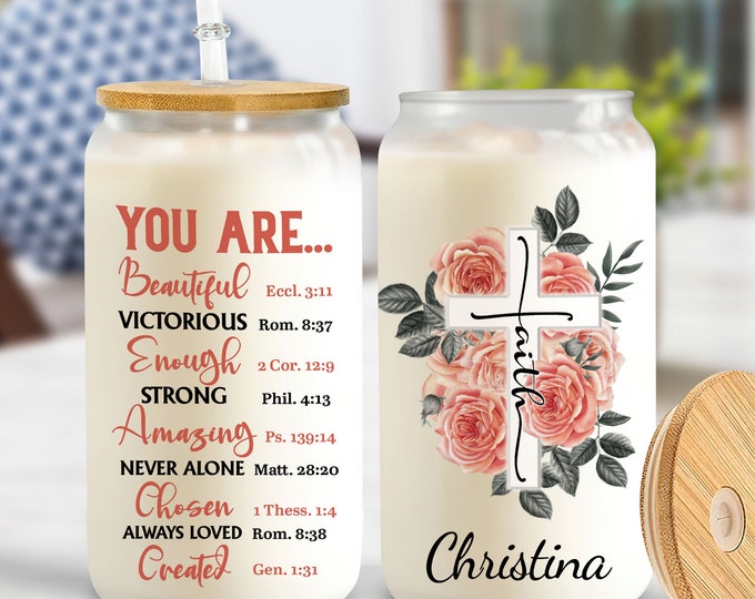 Pray Wait Trust Glass Can, Christian Cup for Women, Religious Gift for ...