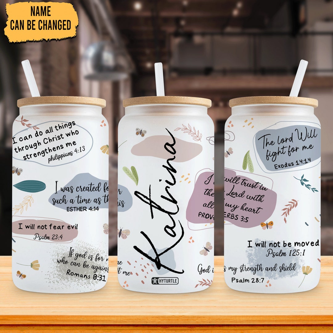 Personalized Christian Affirmations Glass Cup With Bamboo - Etsy