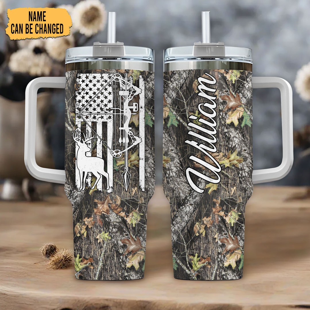 Personalized Hunting Tumbler: 40oz Stainless Steel Cup With Handle ...