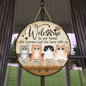 Personalized Cat Welcome Door Sign, Custom Cat Sign, Welcome Door ...