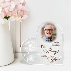Personalized Memorial Photo Plaque: Custom Acrylic Heart Keepsake - Etsy