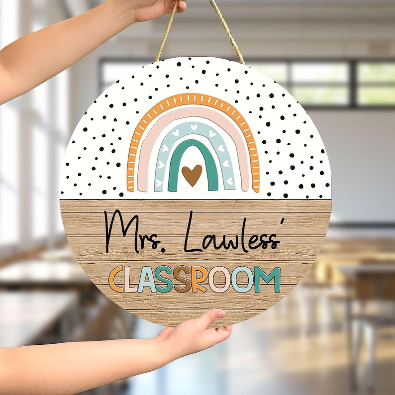 Personalized Teacher Classroom Sign: Wooden Door Hanger - Etsy