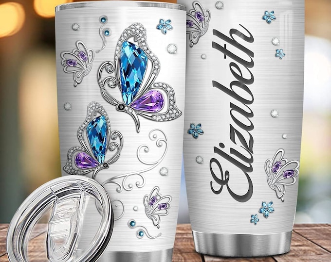 Personalized Butterfly Tumbler, Butterfly Cup, Personalized Cup With ...