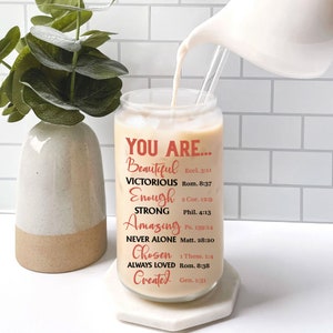 Personalized Faith Glass Can Cup With Lid and Straw, Christian Gifts ...