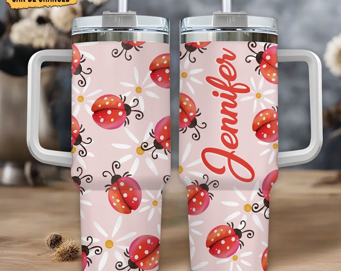 Cute Ladybug and Flower Glass Cup | 16oz Iced Coffee Glass | Floral ...