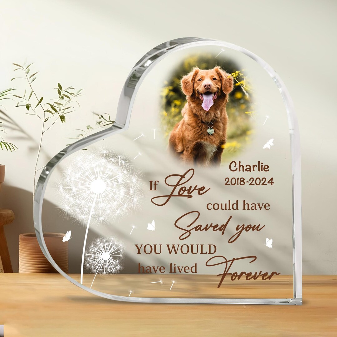 Personalized Pet Memorial Acrylic Photo Heart: Custom Dog Memorial ...