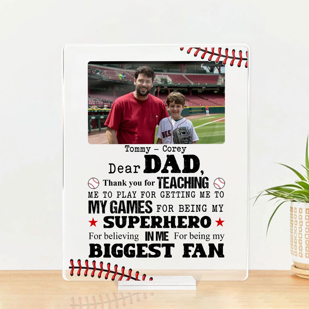 Personalized Photo Thank You Dad Baseball Plaque, Father's Day Gifts ...
