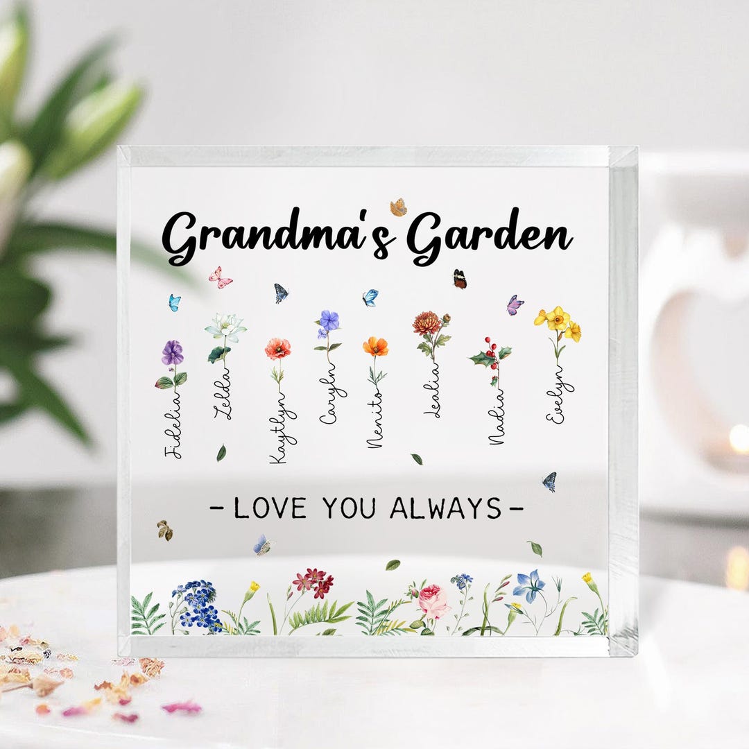 Personalized Grandma Acrylic Plaque: Birth Month Flowers Gift - Etsy