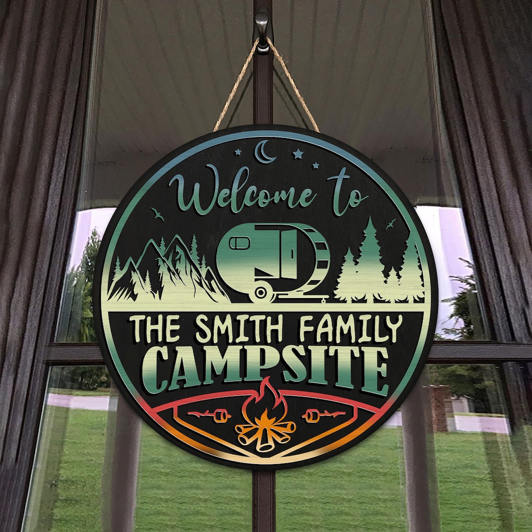 Personalized Welcome to Campsite Wooden Sign, Campsite Wooden Sign ...