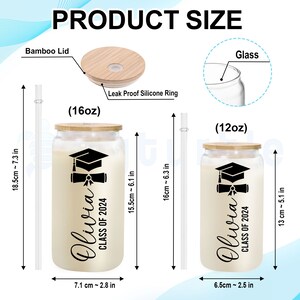 Personalized Graduation Glass Cup With Lid and Straw, Gift for Her, Him ...