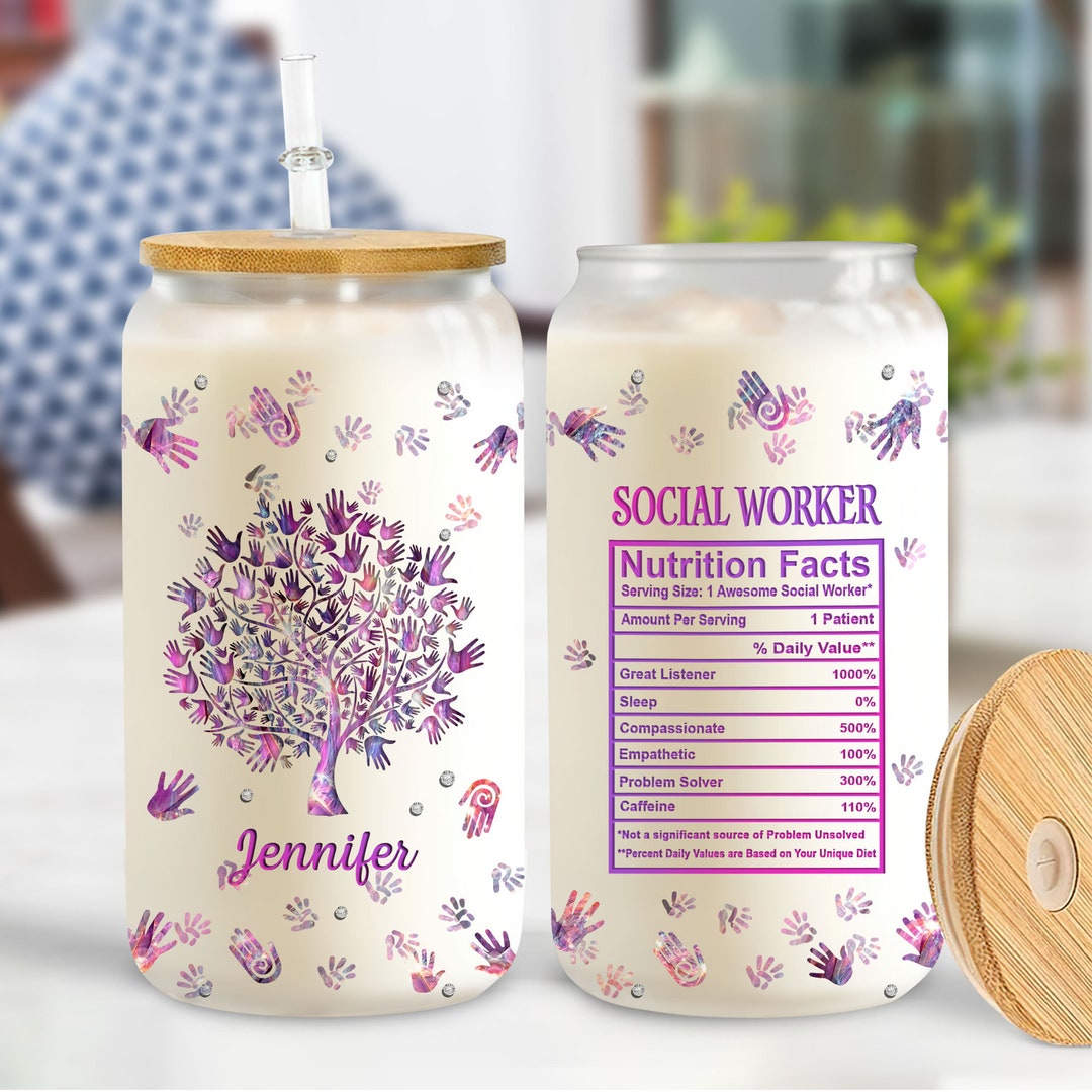 Personalized Social Worker Glass Cup Gifts for Women, Her,glass Cup ...
