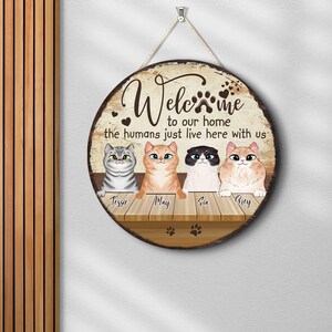 Personalized Cat Welcome Door Sign, Custom Cat Sign, Welcome Door ...