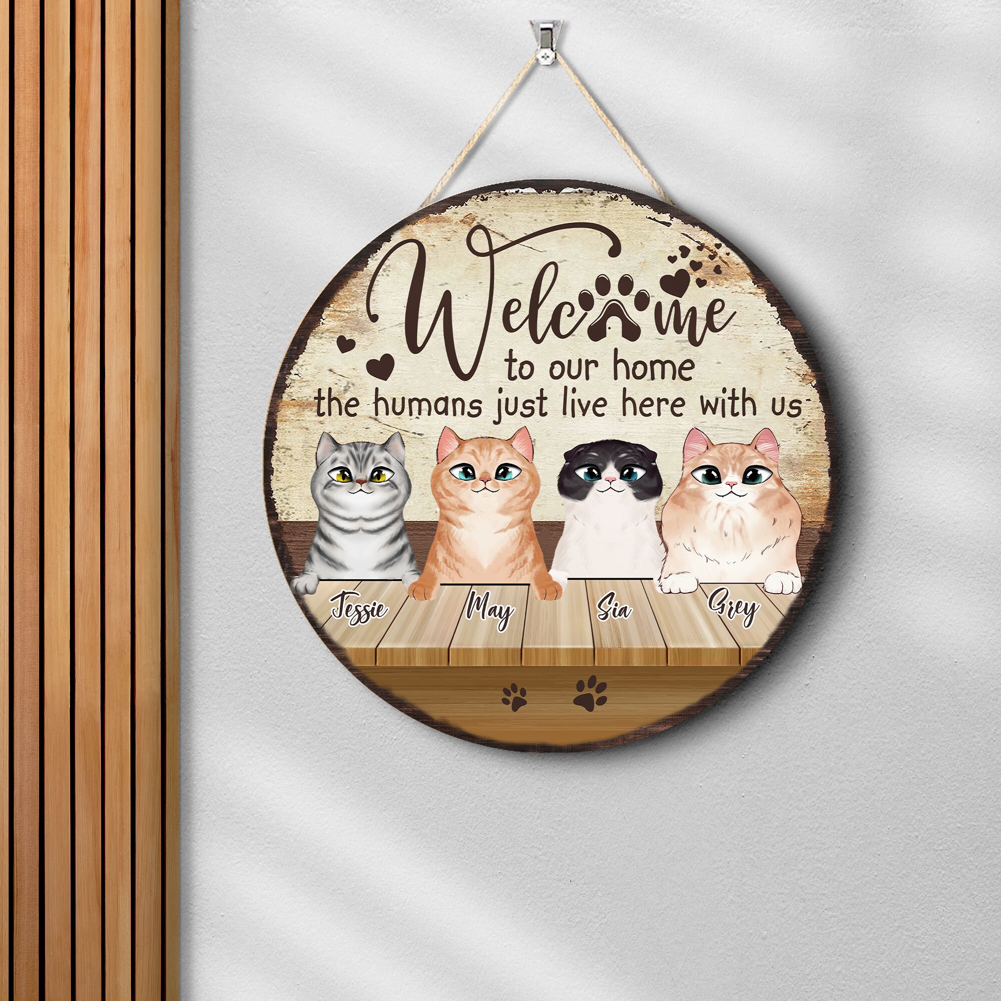 Personalized Cat Welcome Door Sign, Custom Cat Sign, Welcome Door ...