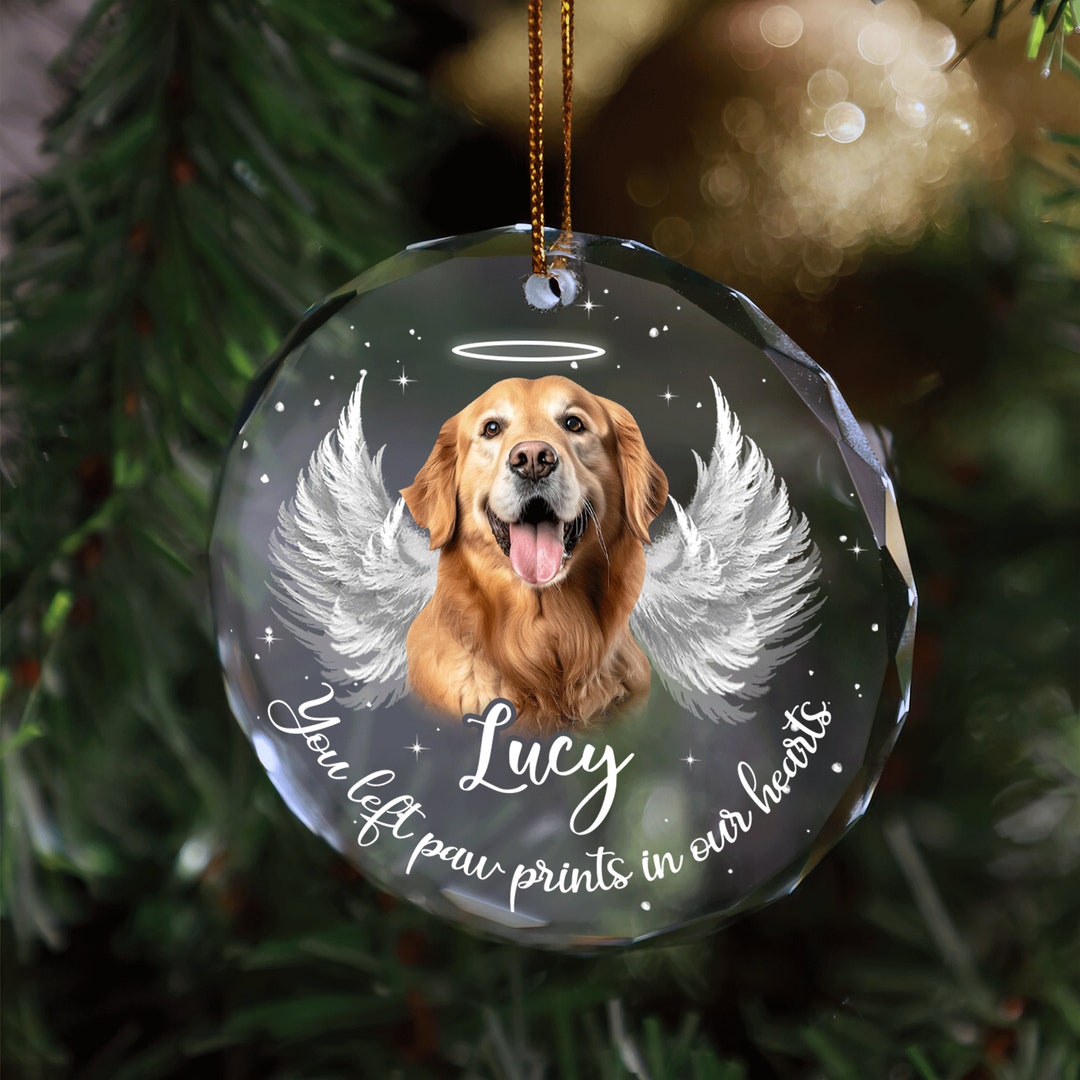 Personalized Dog Memorial Crystal Ornament, Pet Memorial Ornament, in Loving Memory of Dog ...