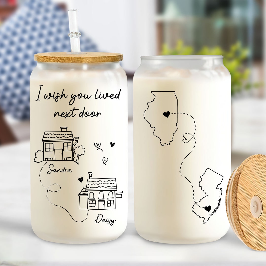 Personalized Bestie Frosted Glass Cup With Lid and Straw - Etsy