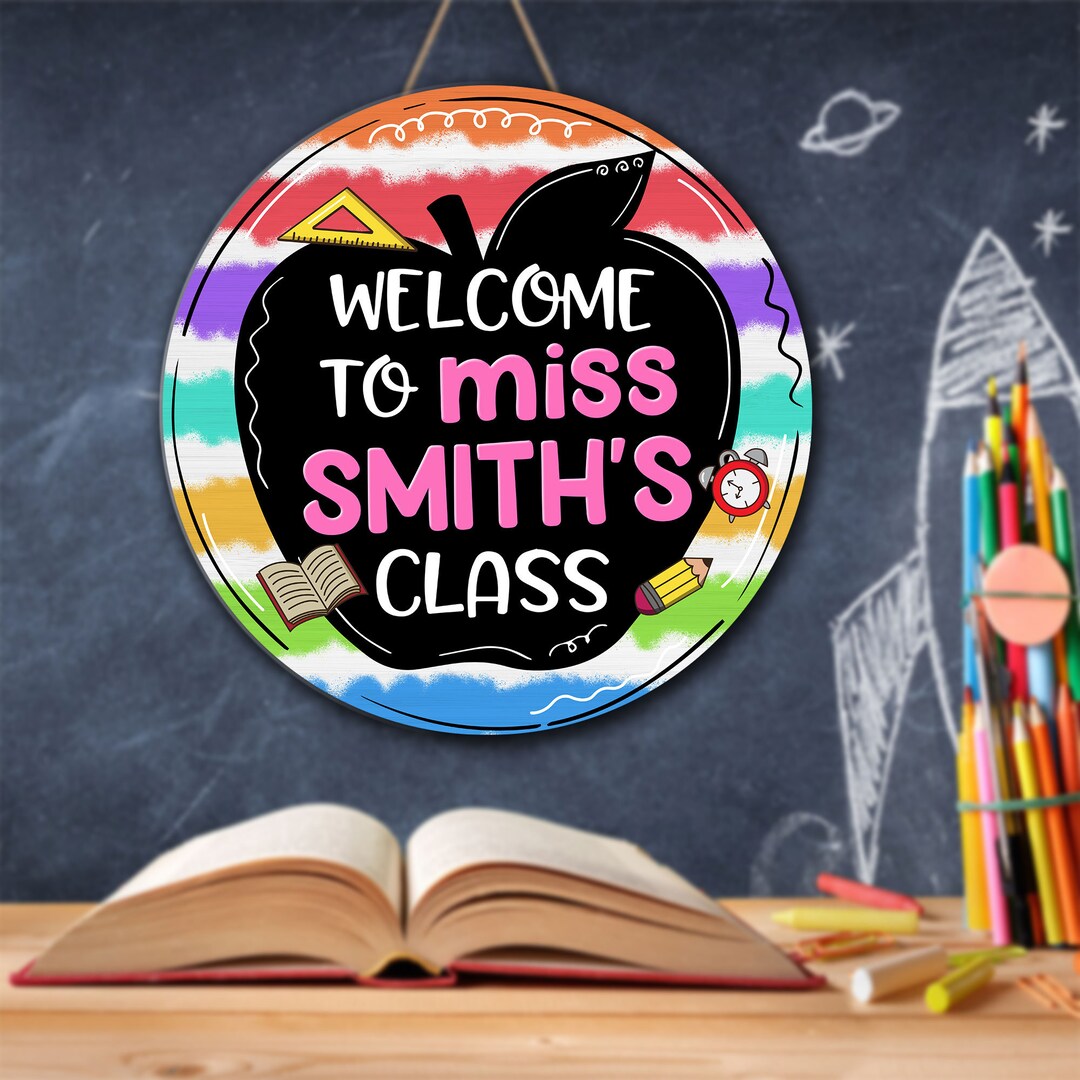 Personalized Classroom Wooden Sign, Rainbow Classroom Decor, Wood Sign ...