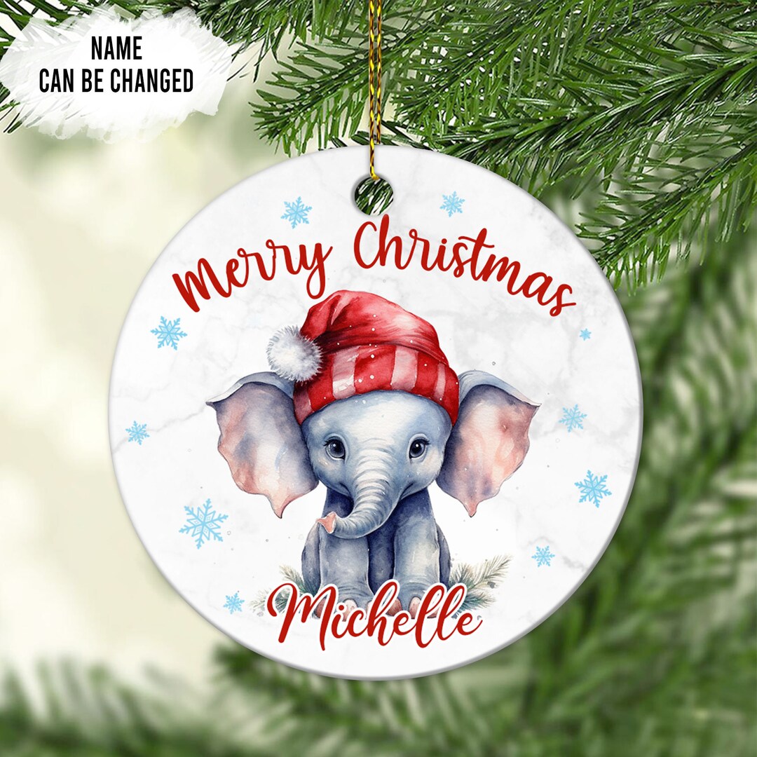 Personalizable Personalized Christmas Ornaments, Christmas Elephant ...