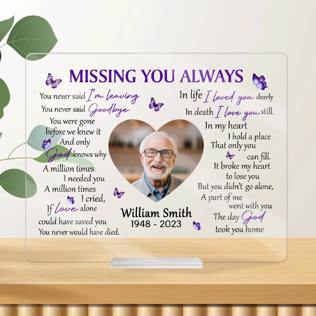 Personalized Memorial Plaque Sign, Sympathy Gift With Photo Memorial ...