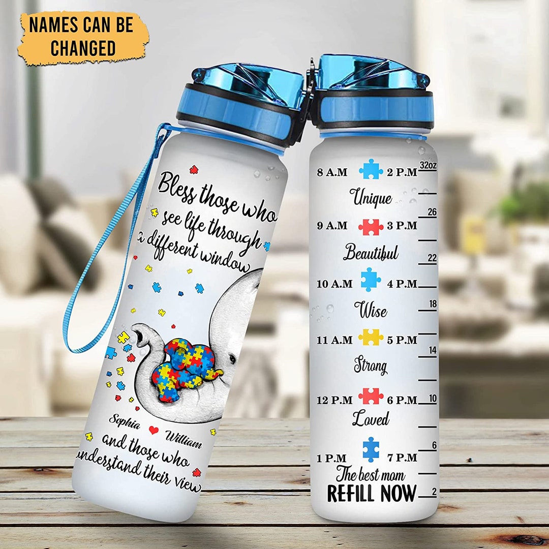 Personalized Autism Awareness 32oz Water Bottle, Gifts for Autistic ...