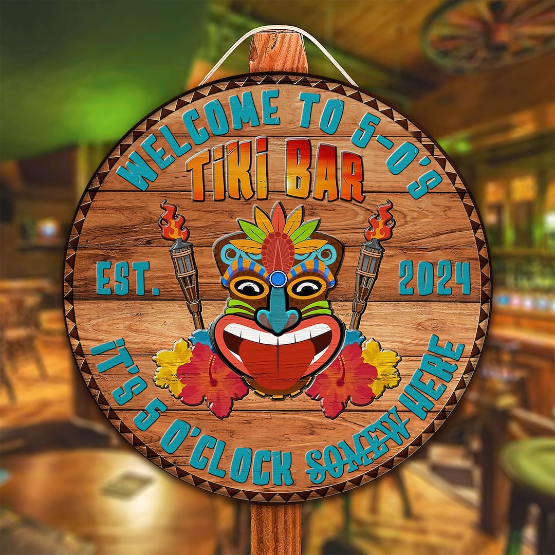 Personalized Tiki Bar Sign: Carved Wood, Backyard Decor - Etsy