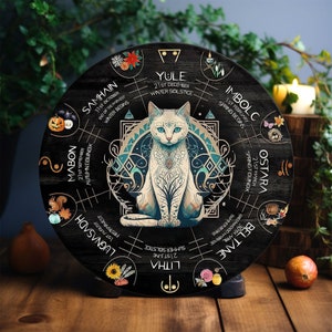 Personalized Pentagram Wheel of the Year Wooden Sign: Wicca Calendar - Etsy