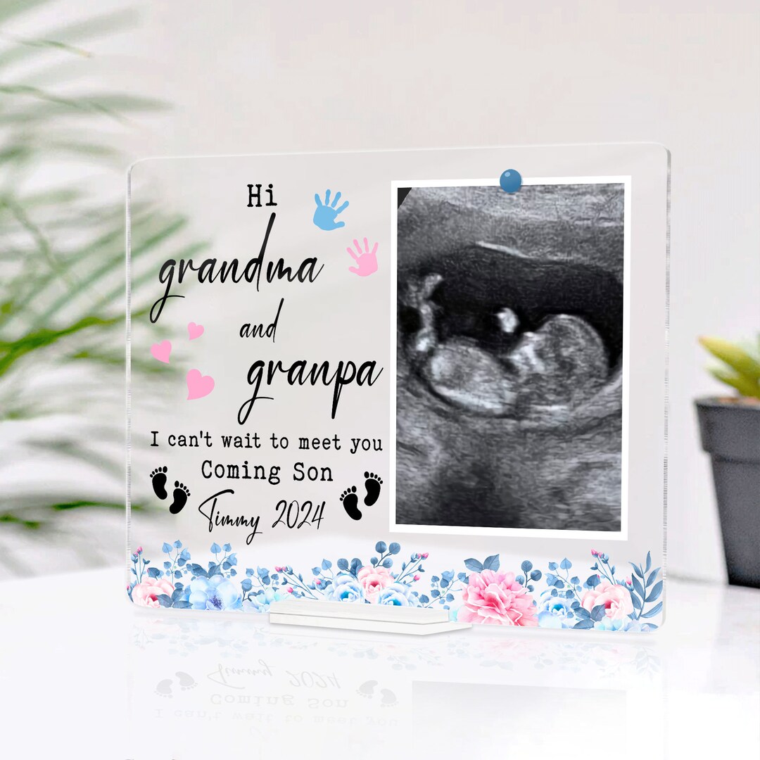 Personalized Hi Grandma and Grandpa Photo Ultrasound Plaque Sign-family ...