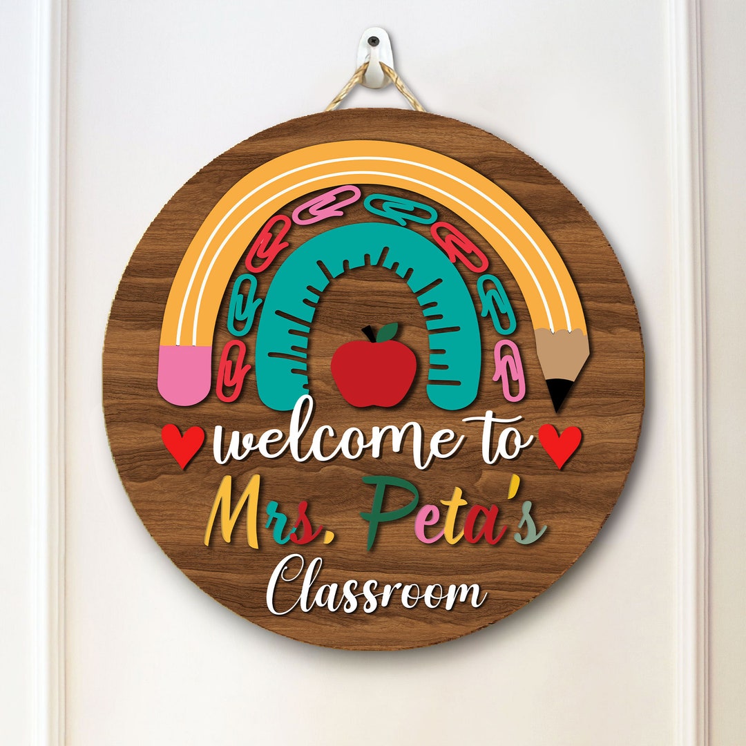 Personalized Classroom Wooden Sign, Teacher Door Sign, Teacher Wood ...