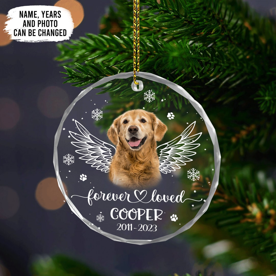 Personalized Dog Memorial Crystal Ornament, Pet Memorial Ornament, in Loving Memory of Dog ...
