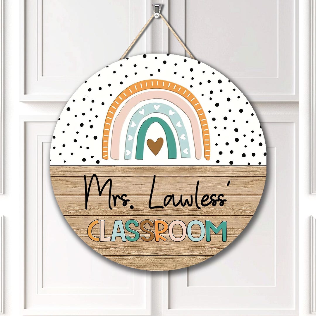 Personalized Teacher Classroom Sign: Wooden Door Hanger - Etsy